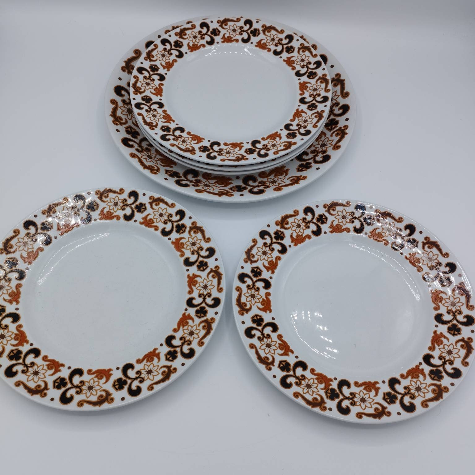 Vintage Alfred Meakin Set of 6 Side Plates & Dinner Plates Glo White ...