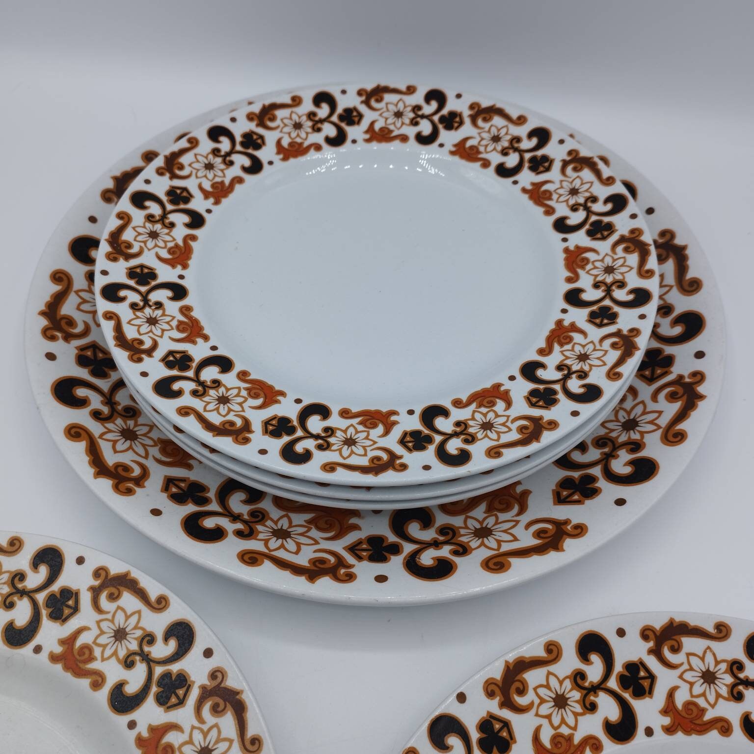 Vintage Alfred Meakin Set of 6 Side Plates & Dinner Plates Glo White ...