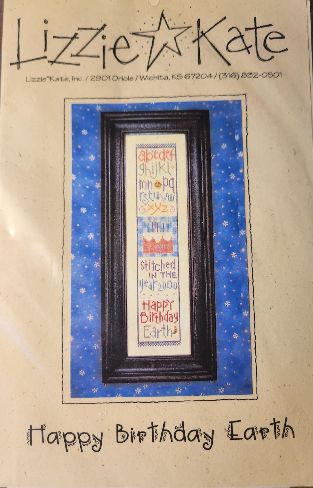 Lizzie Kate Happy Birthday Earth Cross Stitch Chart With Buttons and ...