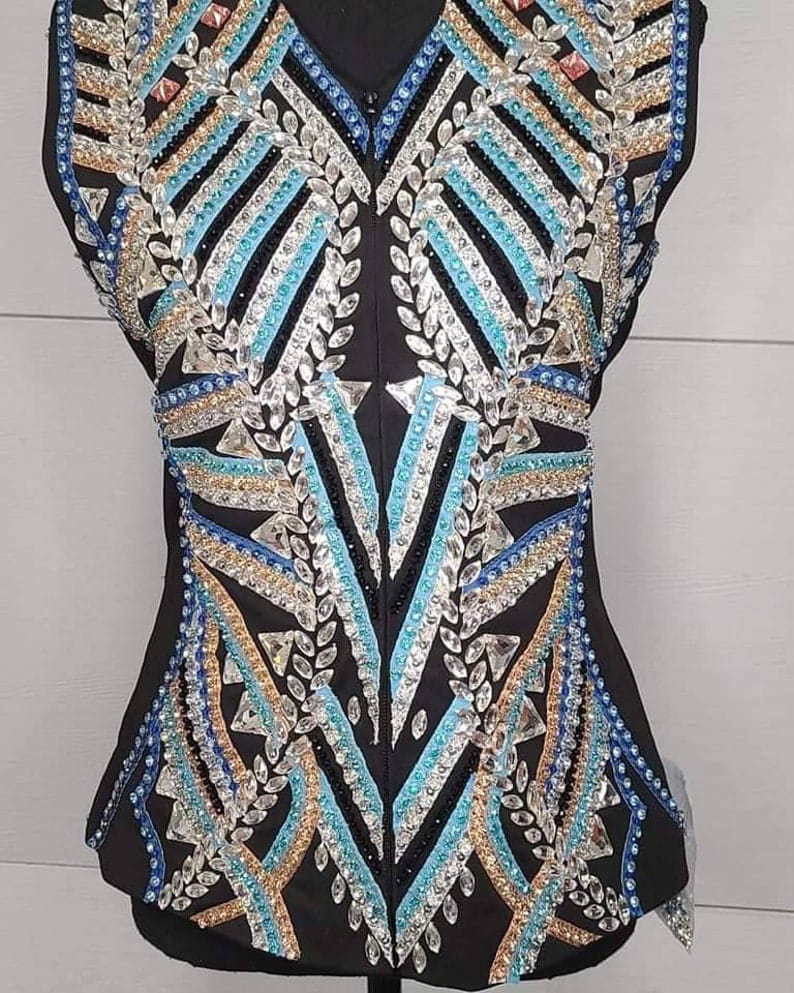 Black Base Show Vest With Glass Stones Embellishments (vest Only) - Etsy