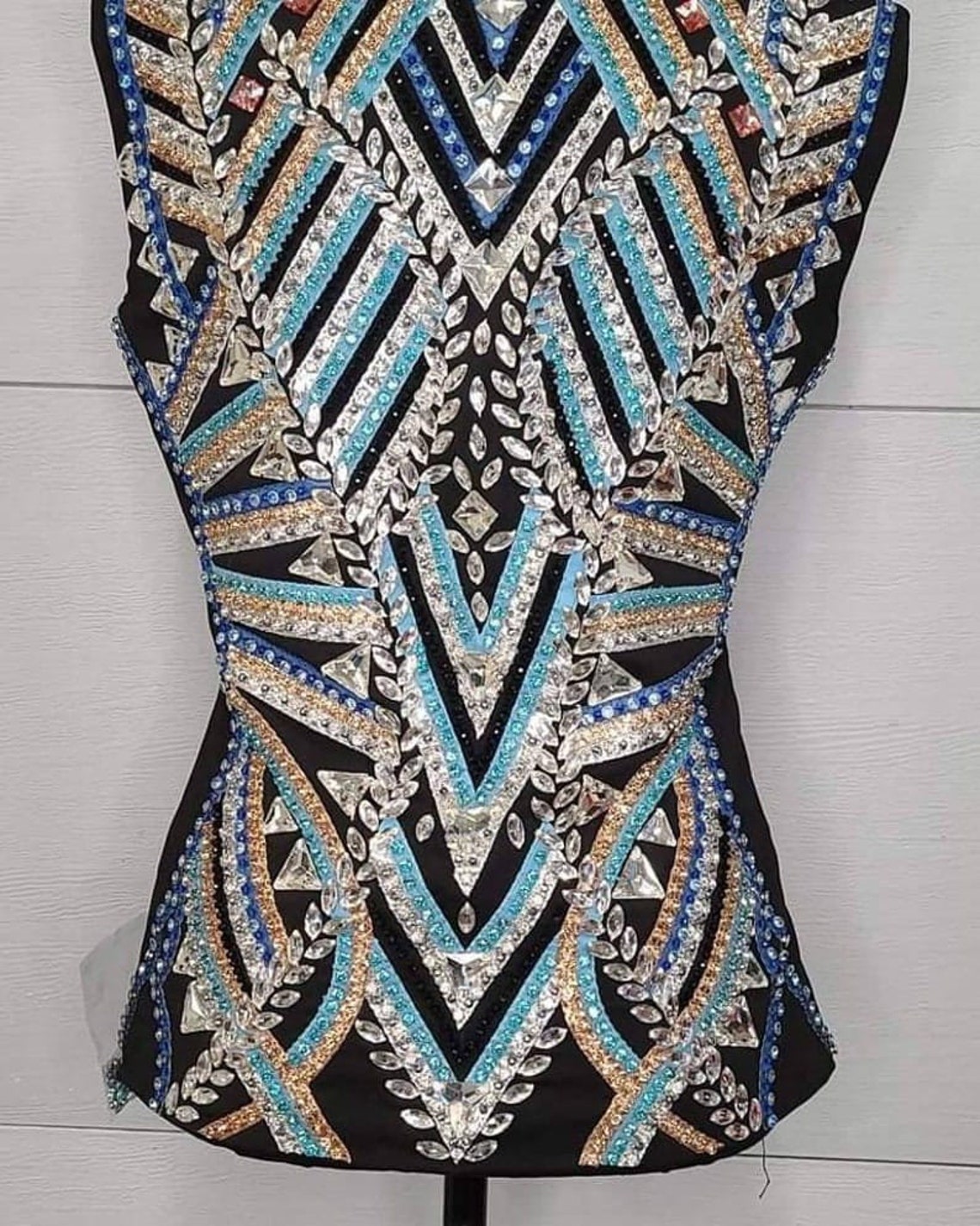 Black Base Show Vest With Glass Stones Embellishments vest - Etsy