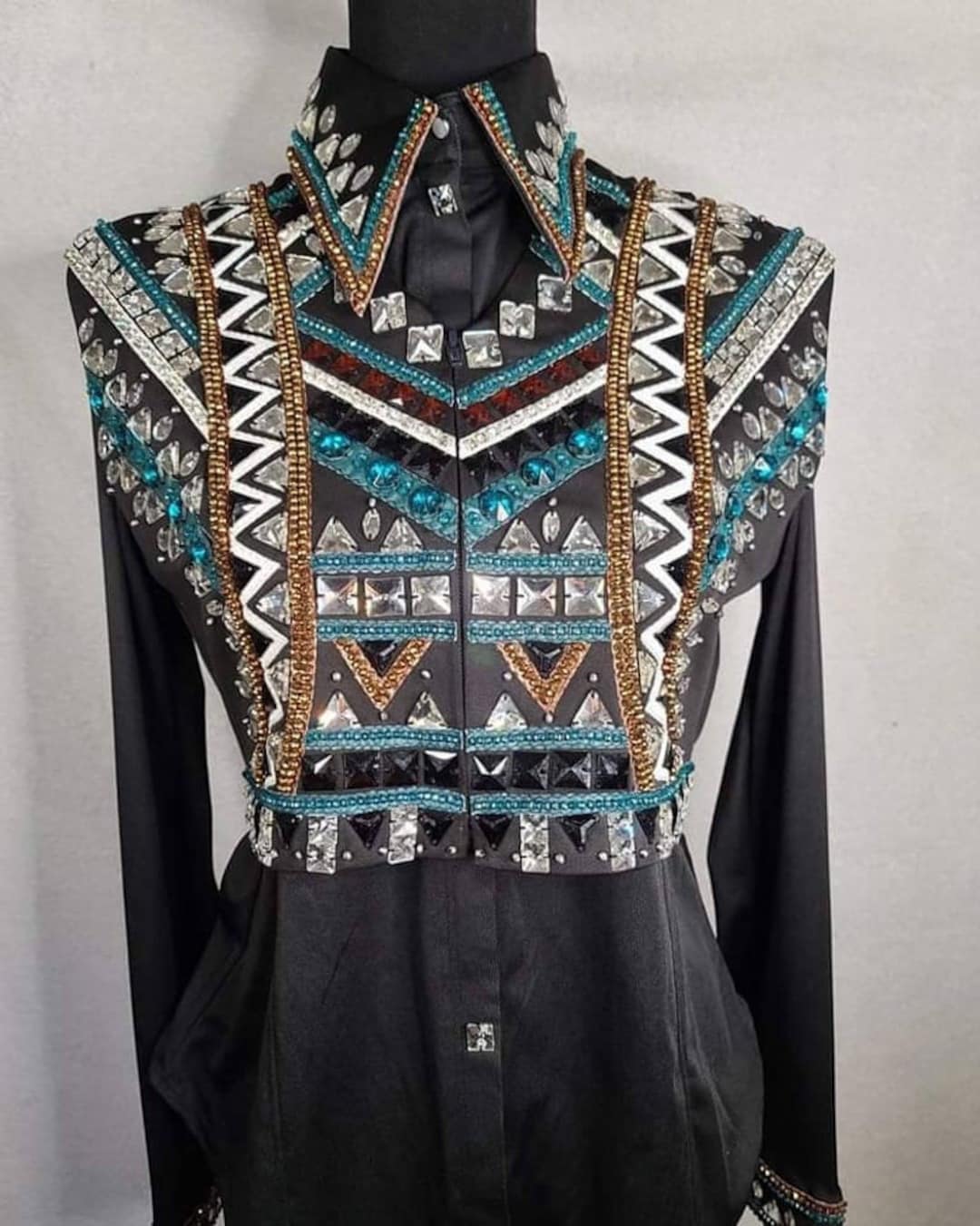 Show Bolero With Matching Shirt With Embellished Work in Black Base ...
