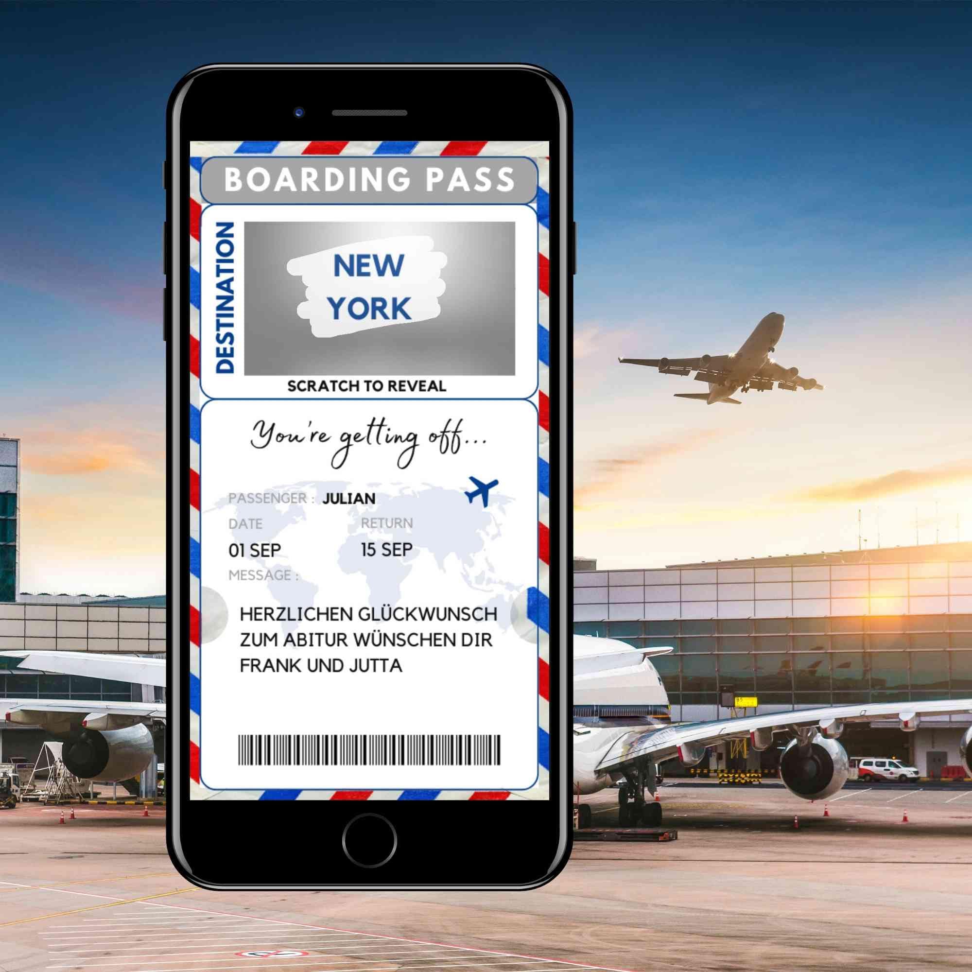 Eticket Digital Boarding Pass as Scratch Card With Custom Text as ...