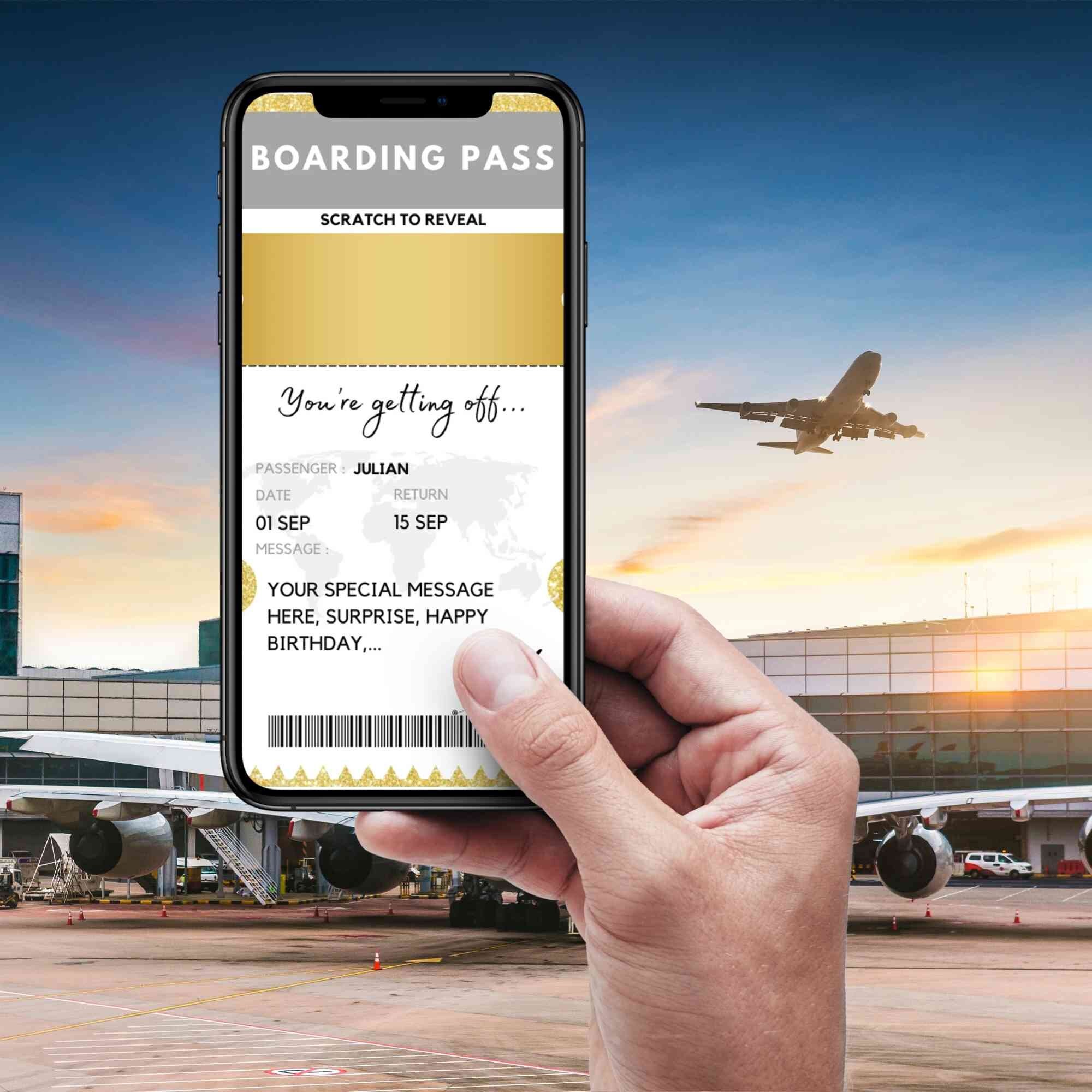 Eticket Digital Boarding Pass as Scratch Card With Custom Text as ...