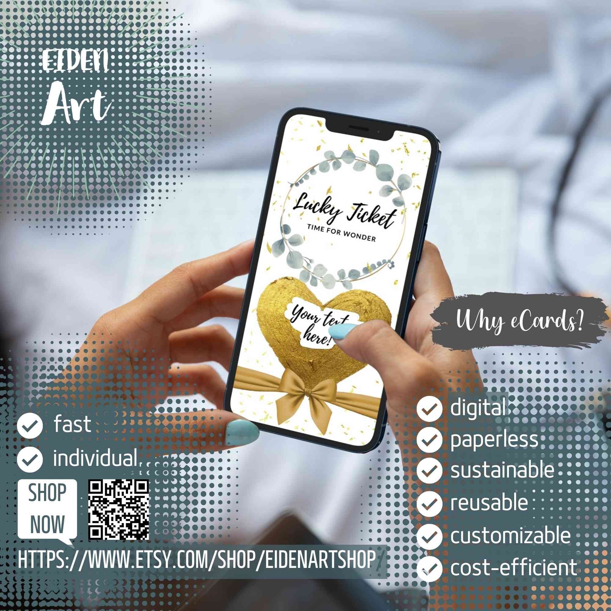 Ecard Digital Scratch off Card Lucky Ticket, Announcement With Custom ...