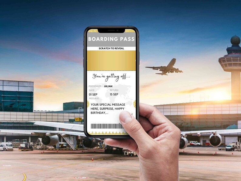 Eticket Digital Boarding Pass as Scratch Card With Custom Text as ...