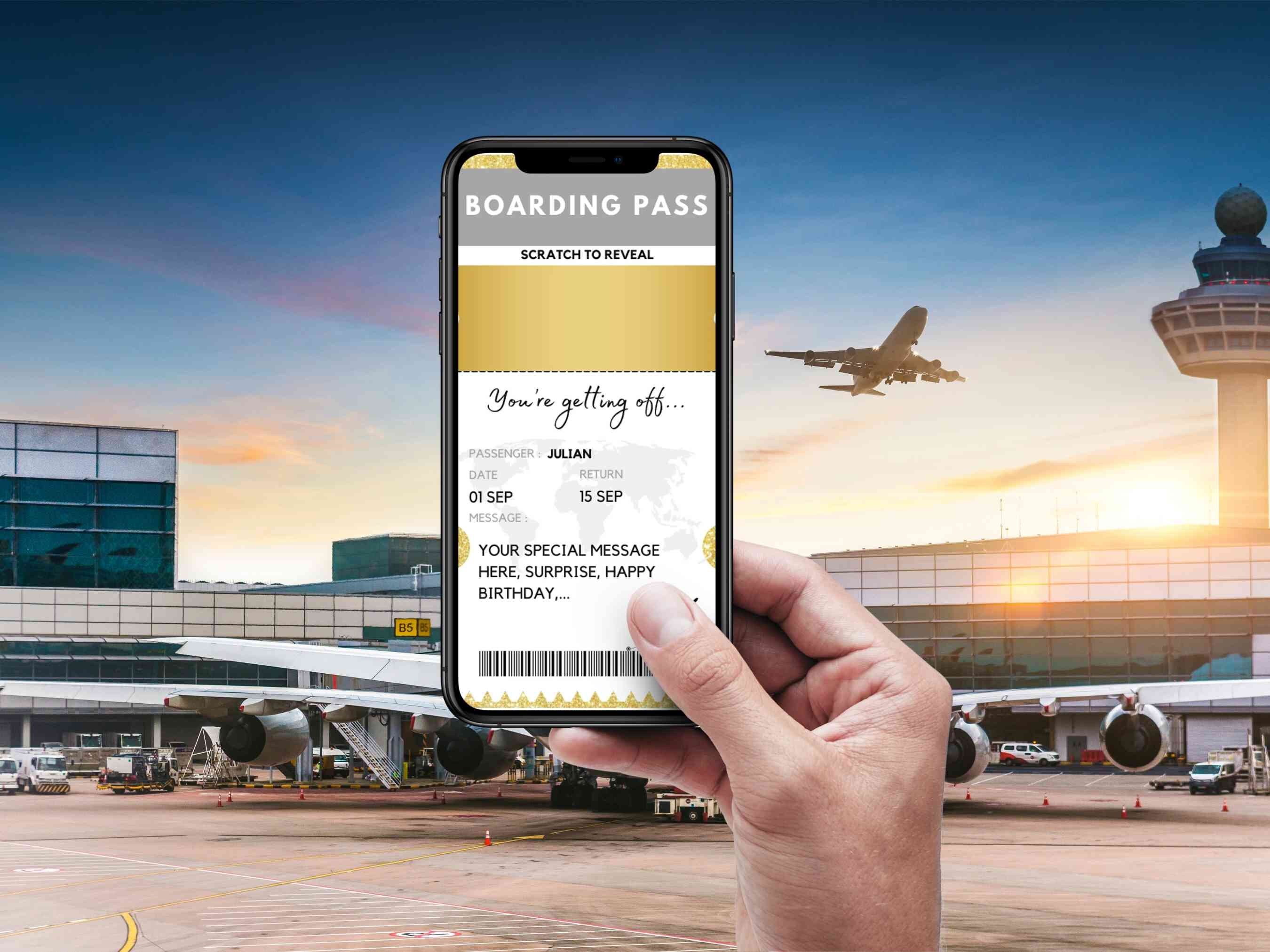 Eticket Digital Boarding Pass as Scratch Card With Custom Text as ...