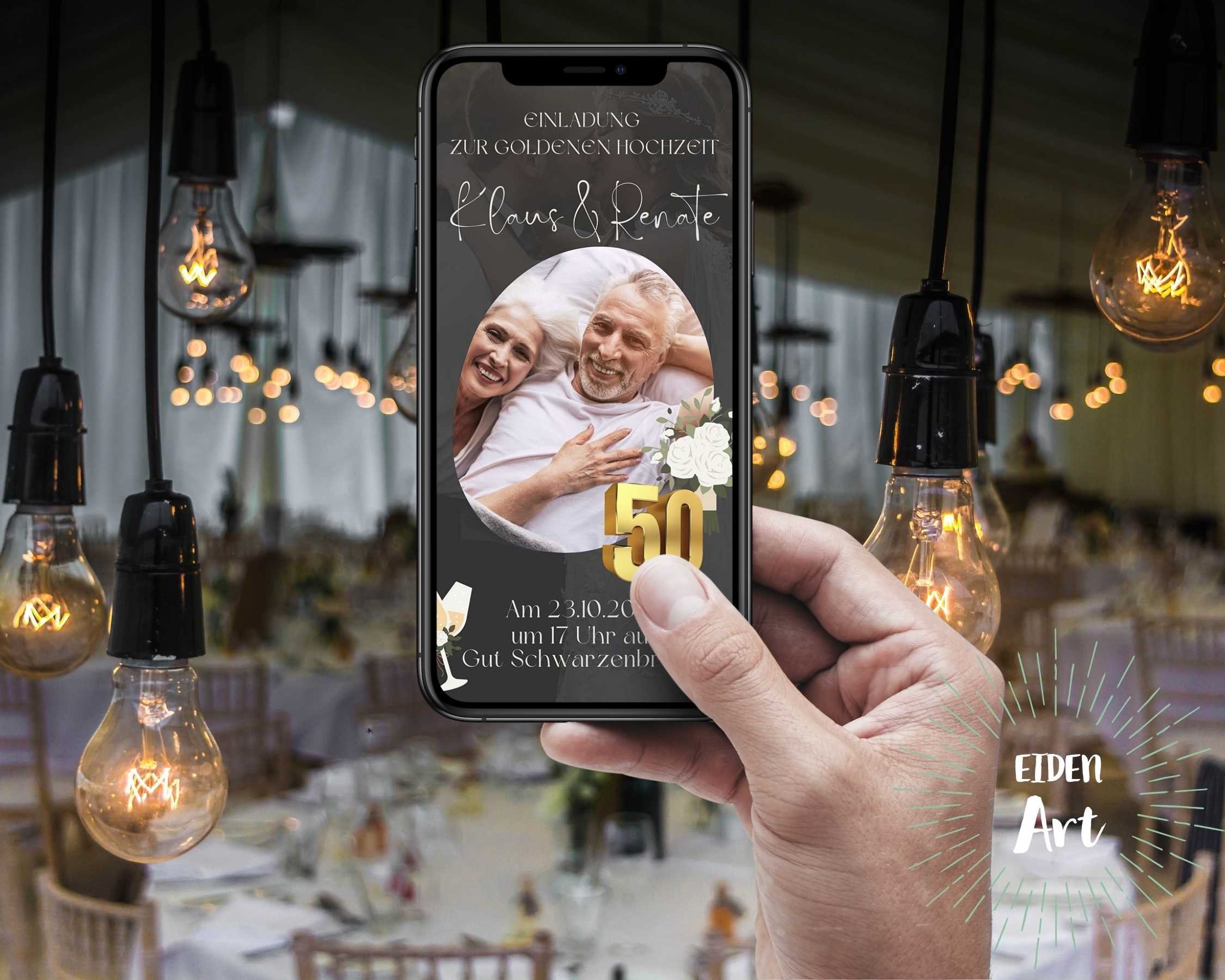 Ecard Digital Invitation Card for Gold Wedding or Silver - Etsy