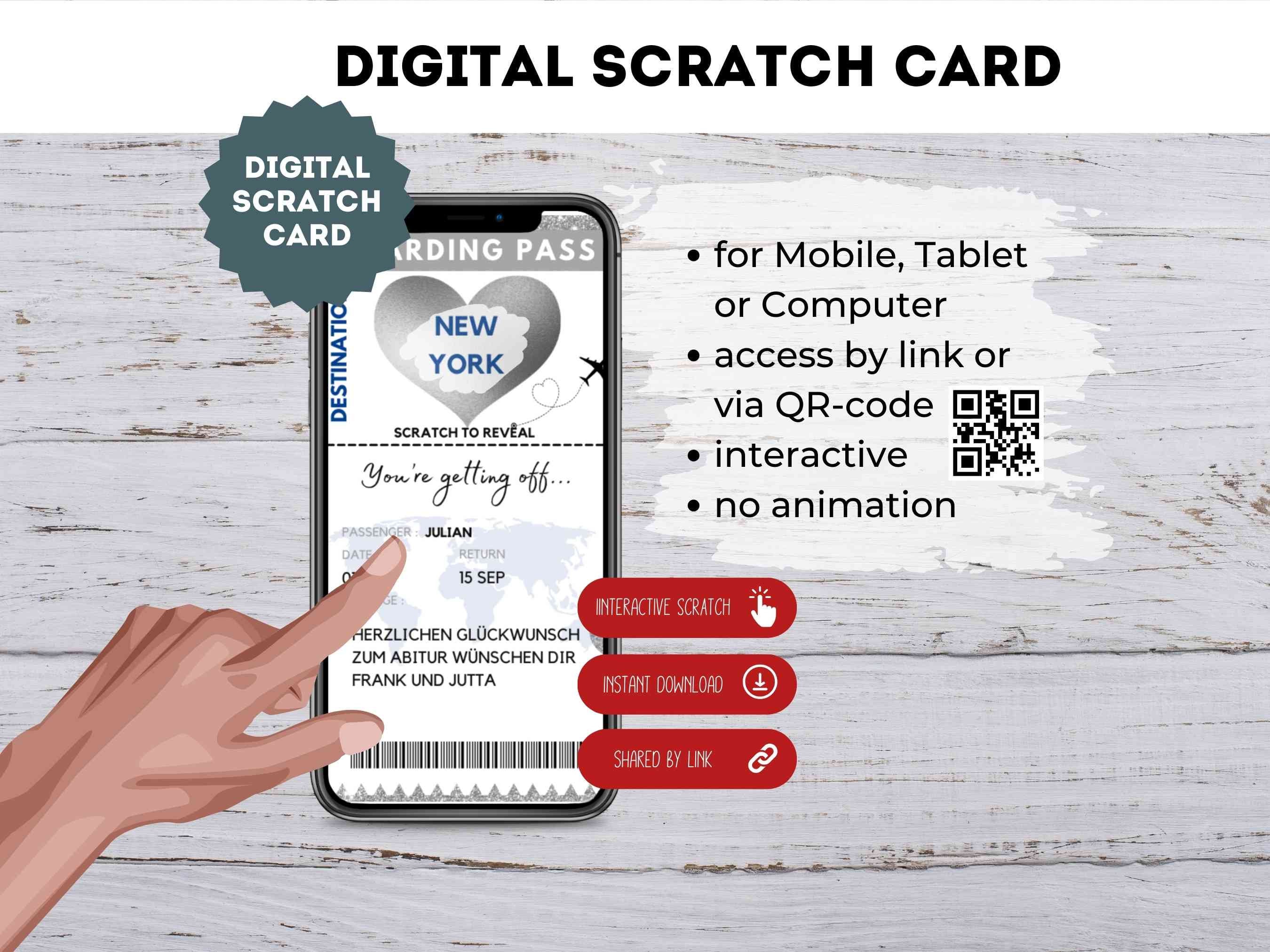 Eticket Digital Boarding Pass as Scratch Card With Custom Text as ...