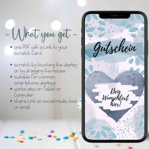 Ecard Digital Scratch off Card Voucher With Silver Heart, Announcement ...