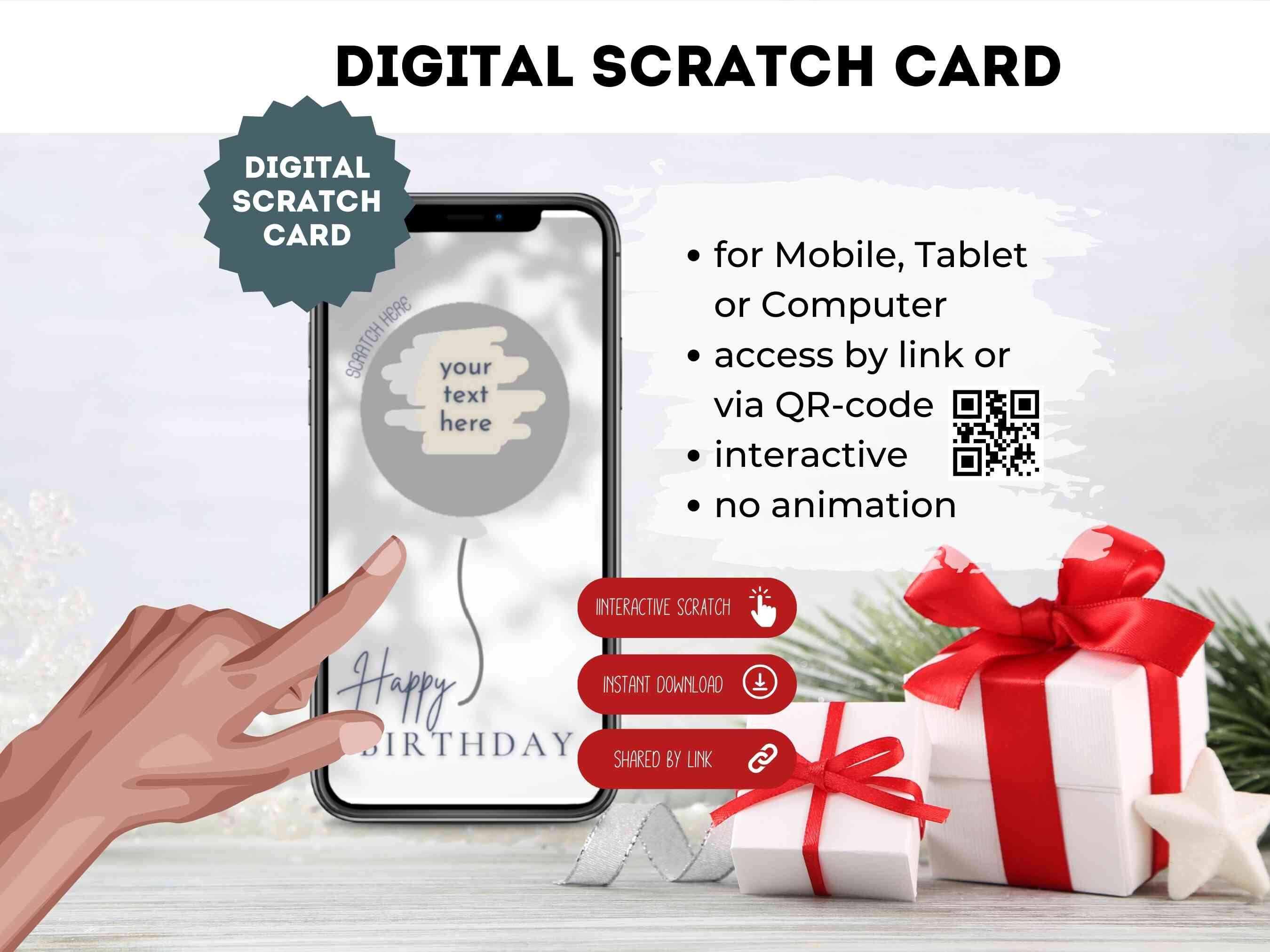 Ecard Digital Scratch off Card Birthday Customized Text, Surprise ...