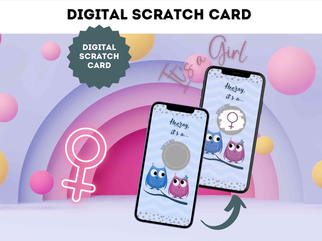 Gender Reveal Scratch off Card Girl, Interactive Digital Scratchcard ...