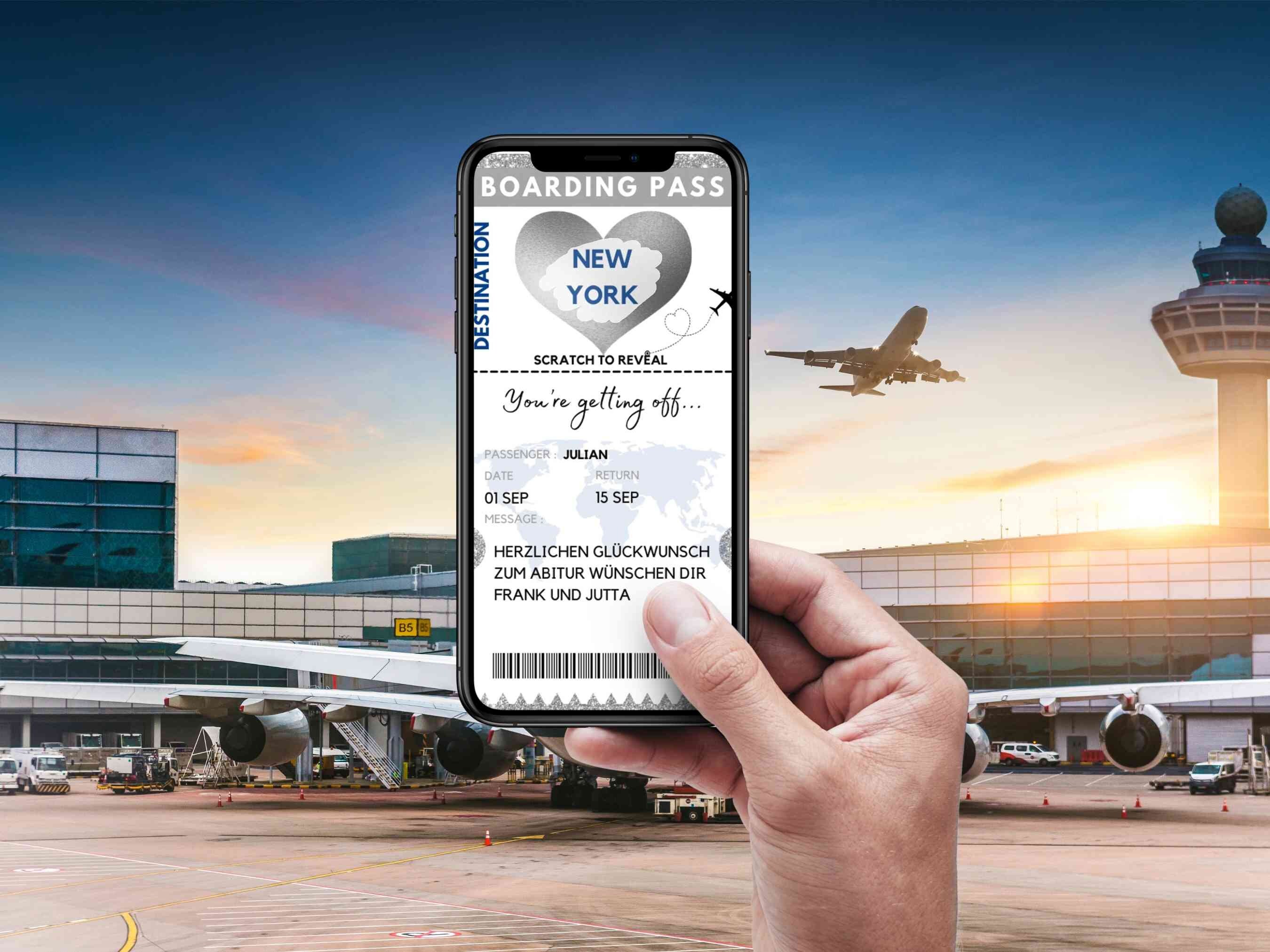 Eticket Digital Boarding Pass as Scratch Card With Custom Text as ...