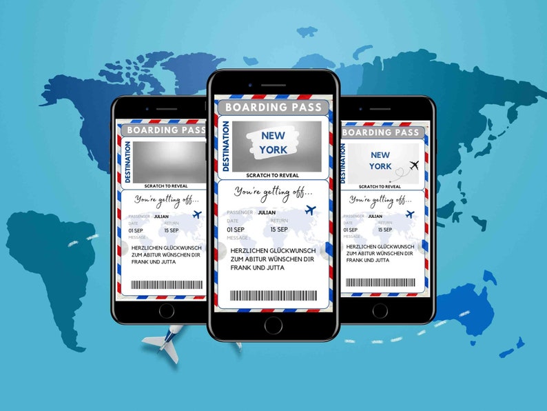 Eticket Digital Boarding Pass as Scratch Card With Custom Text as ...