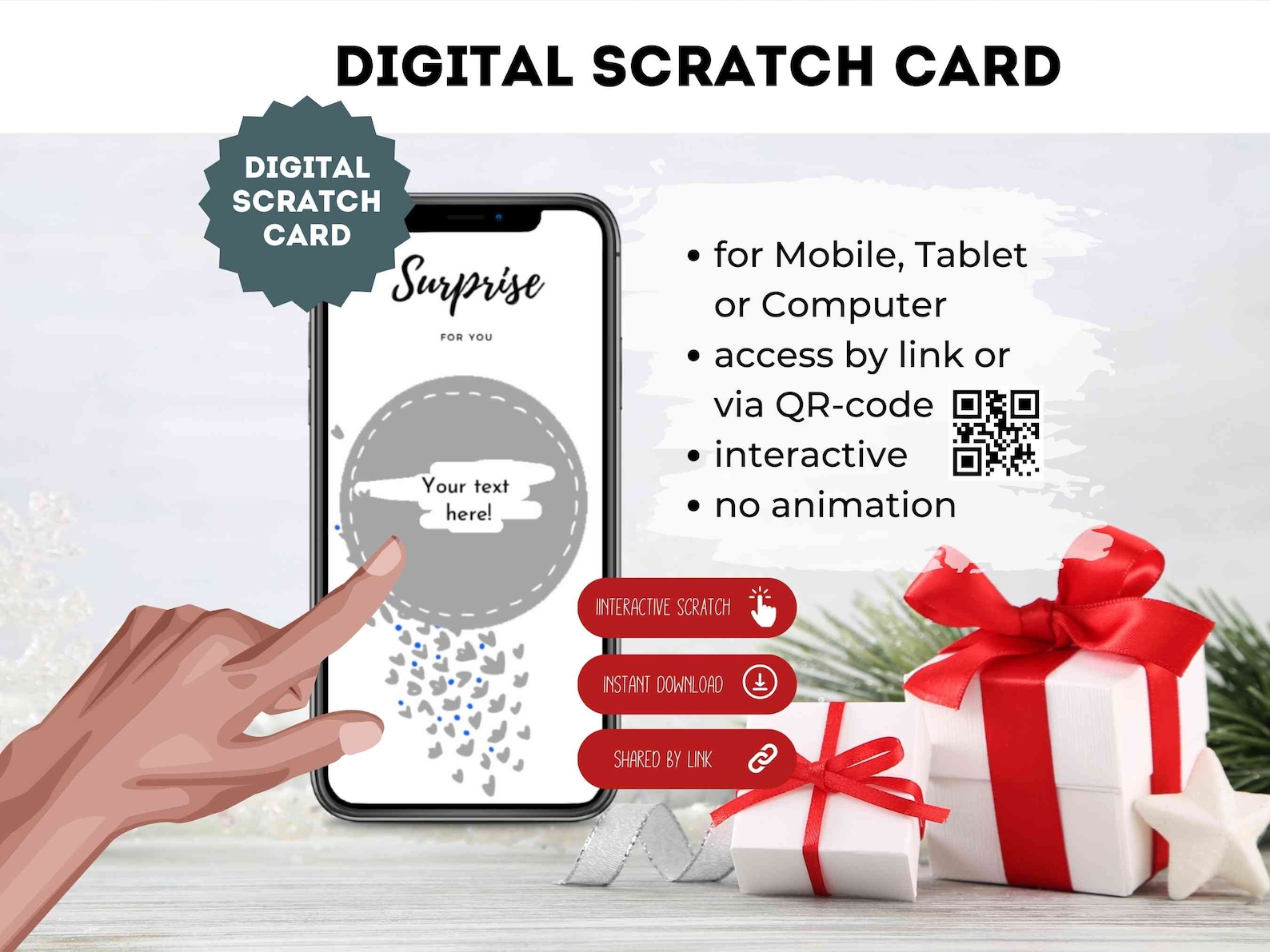 Ecard Digital Scratch off Card Surprise, Announcement, Custom Text ...
