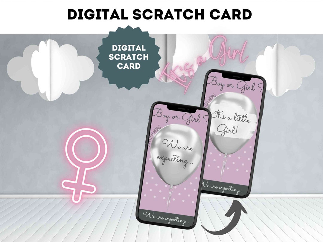 Gender Reveal Scratch off Card Girl, Digital Scratchcard, Gender Reveal ...