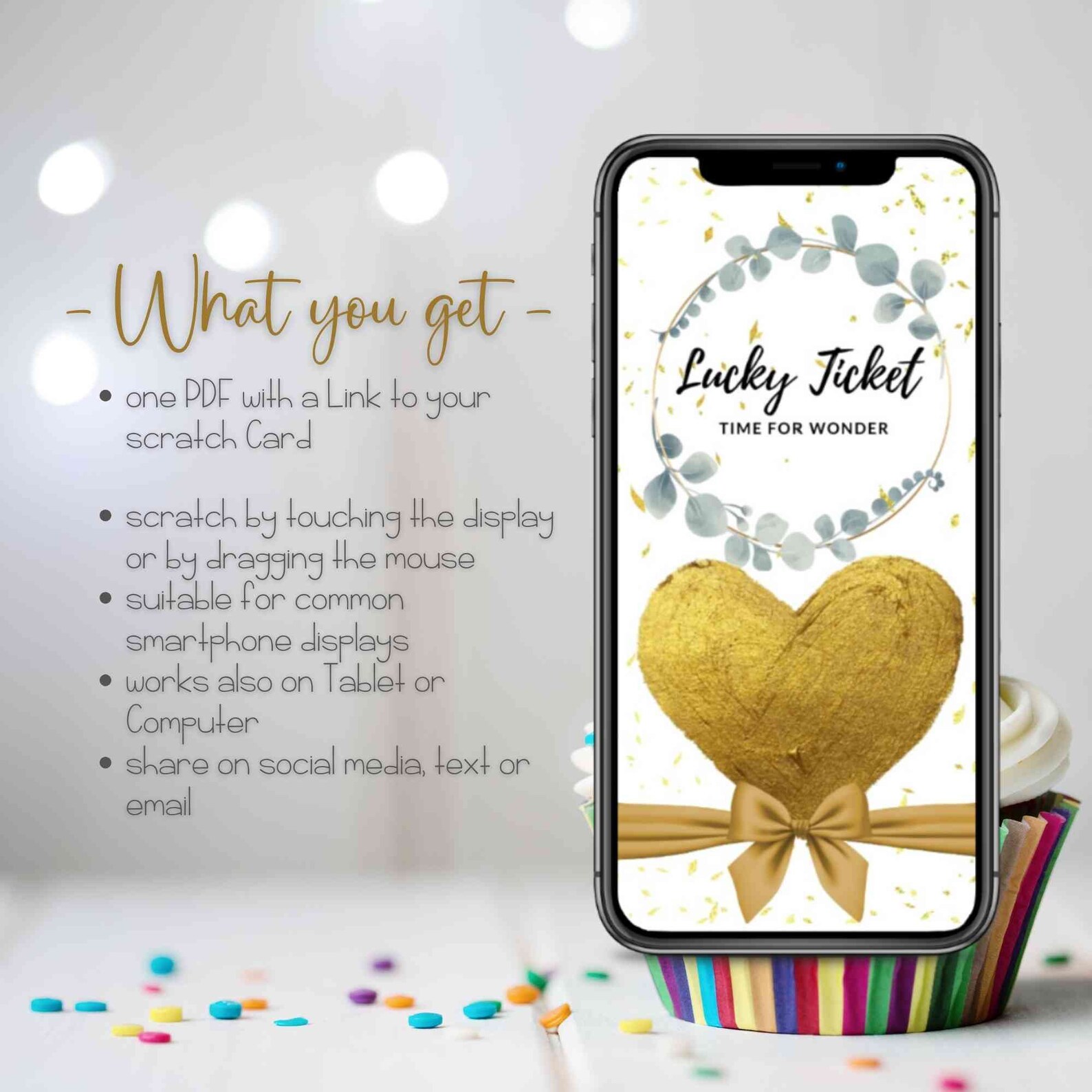 Ecard Digital Scratch off Card Lucky Ticket, Announcement With Custom ...