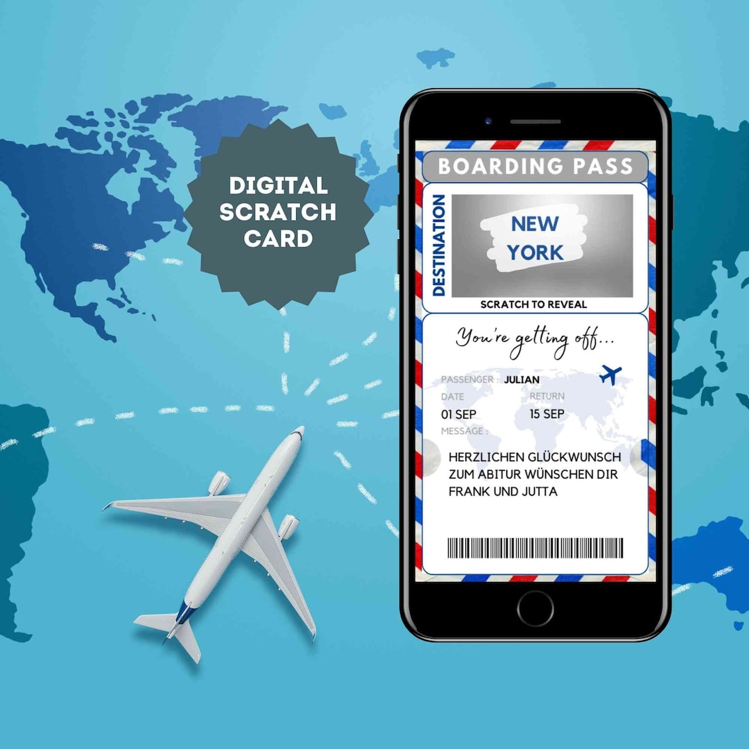 Eticket Digital Boarding Pass as Scratch Card With Custom Text as ...