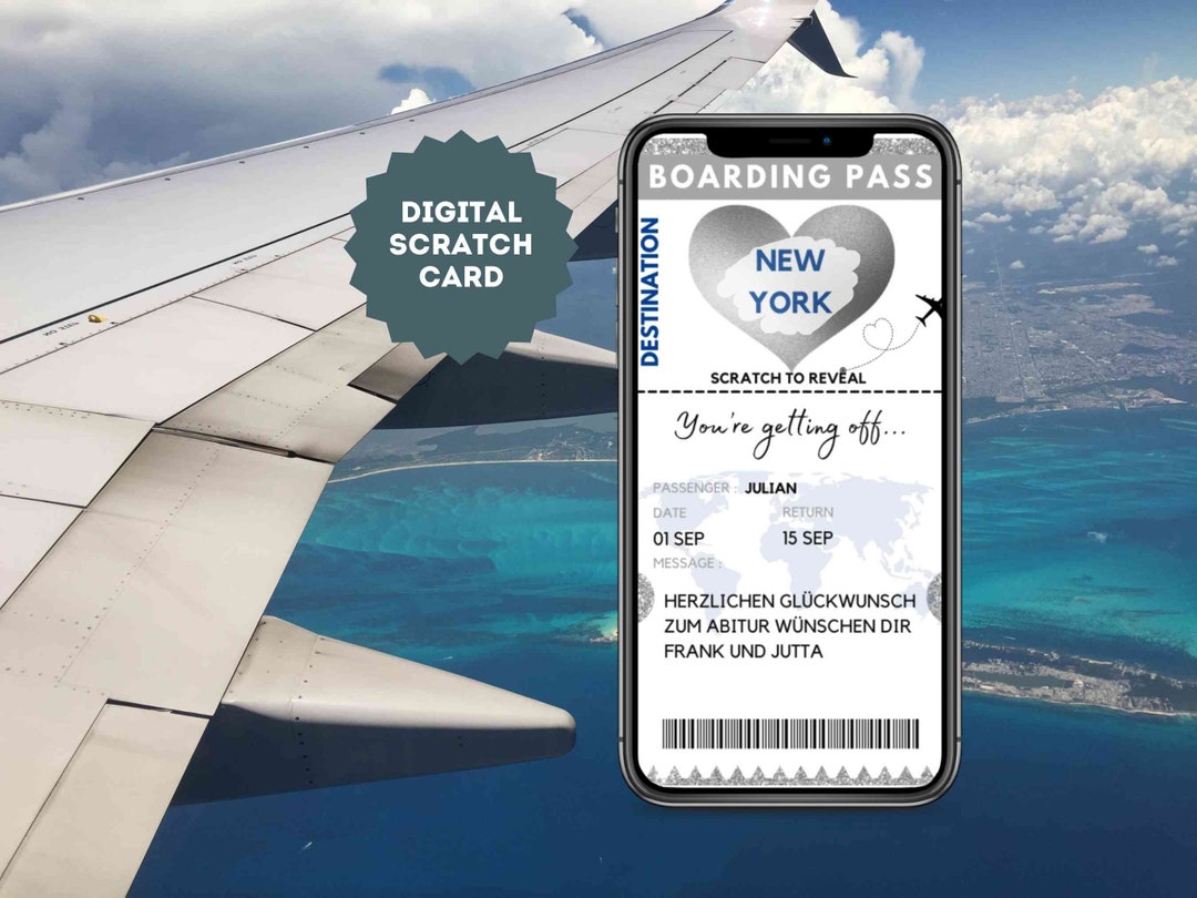 Eticket Digital Boarding Pass as Scratch Card With Custom Text as ...