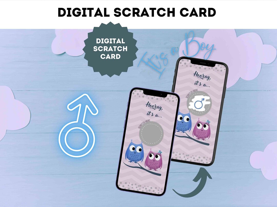 Gender Reveal Scratch off Card Boy, Interactive Digital Scratchcard ...