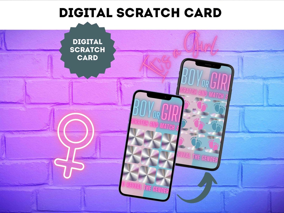 Gender Reveal Scratch off Card Girl, Digital Scratch Card, Tictactoe ...
