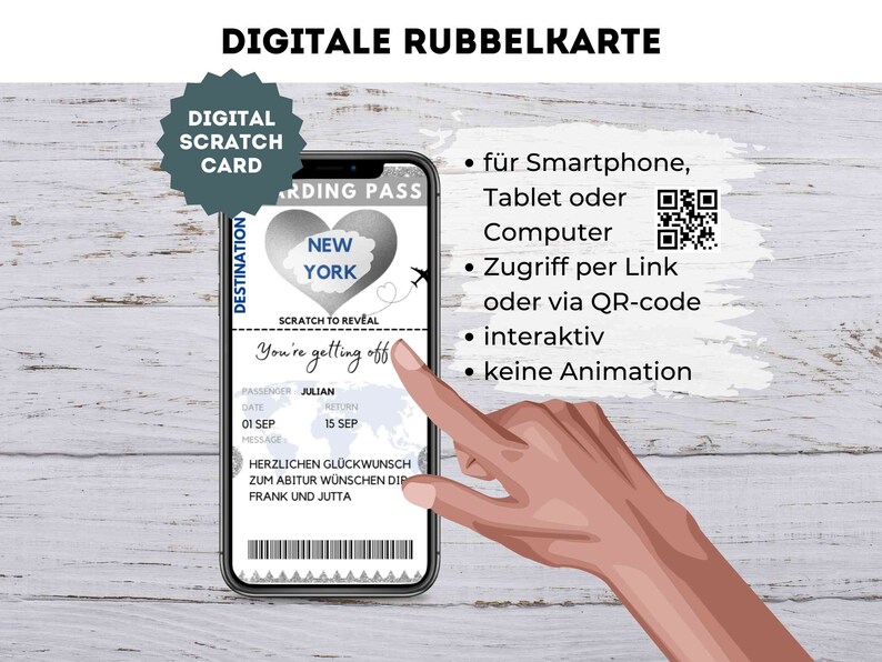 Eticket Digital Boarding Pass as Scratch Card With Custom Text as ...