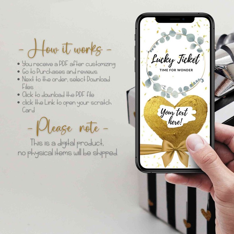 Ecard Digital Scratch off Card Lucky Ticket, Announcement With Custom ...