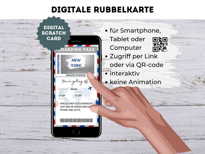 Eticket Digital Boarding Pass as Scratch Card With Custom Text as ...