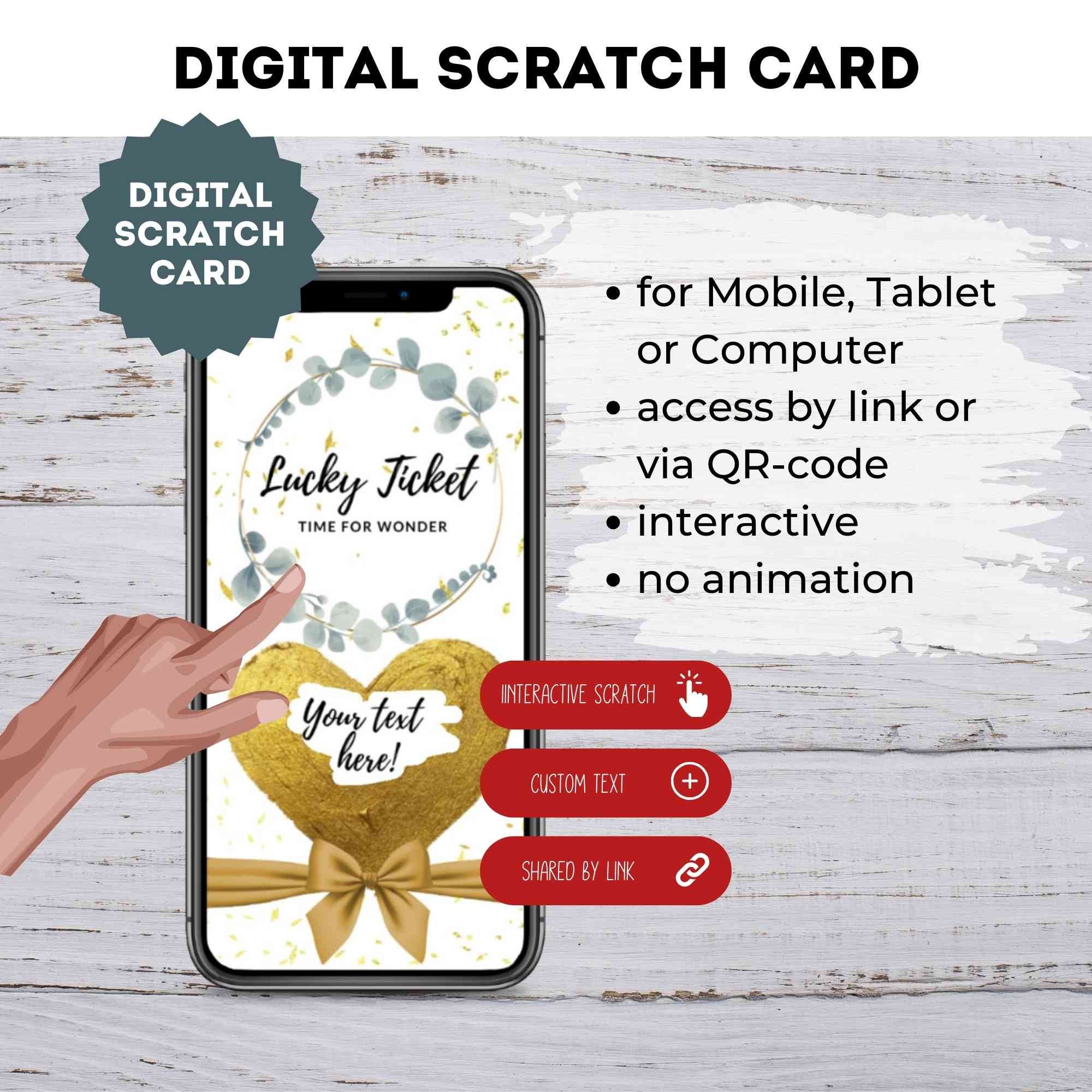 Ecard Digital Scratch off Card Lucky Ticket, Announcement With Custom ...