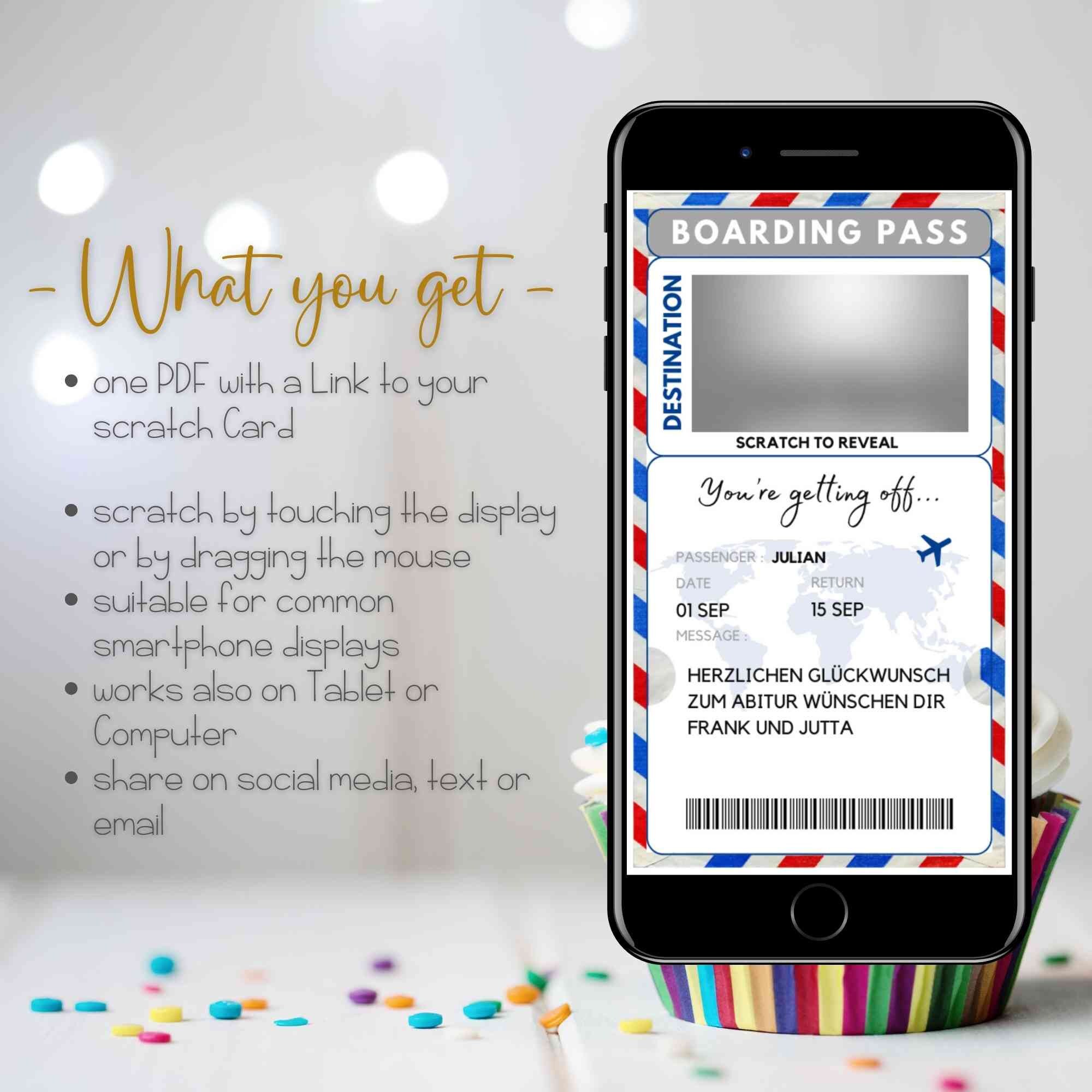 Eticket Digital Boarding Pass as Scratch Card With Custom Text as ...