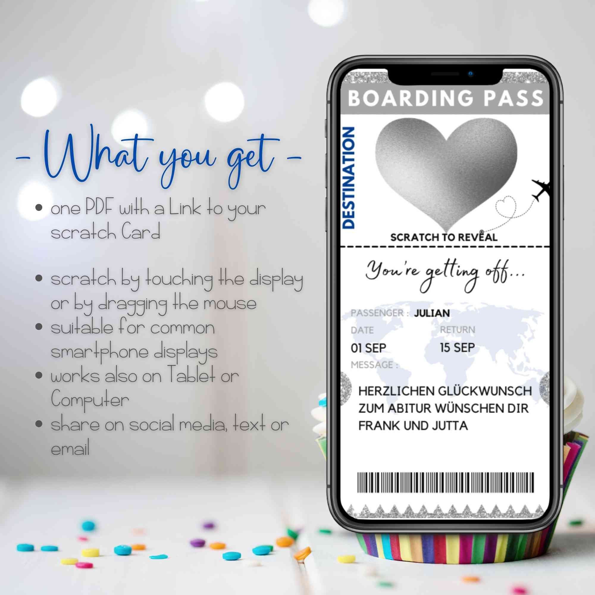 Eticket Digital Boarding Pass as Scratch Card With Custom Text as ...