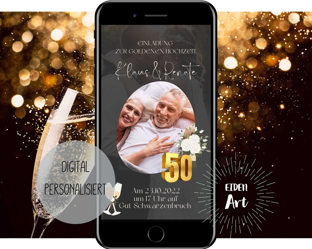 Ecard Digital Invitation Card for Gold Wedding or Silver - Etsy