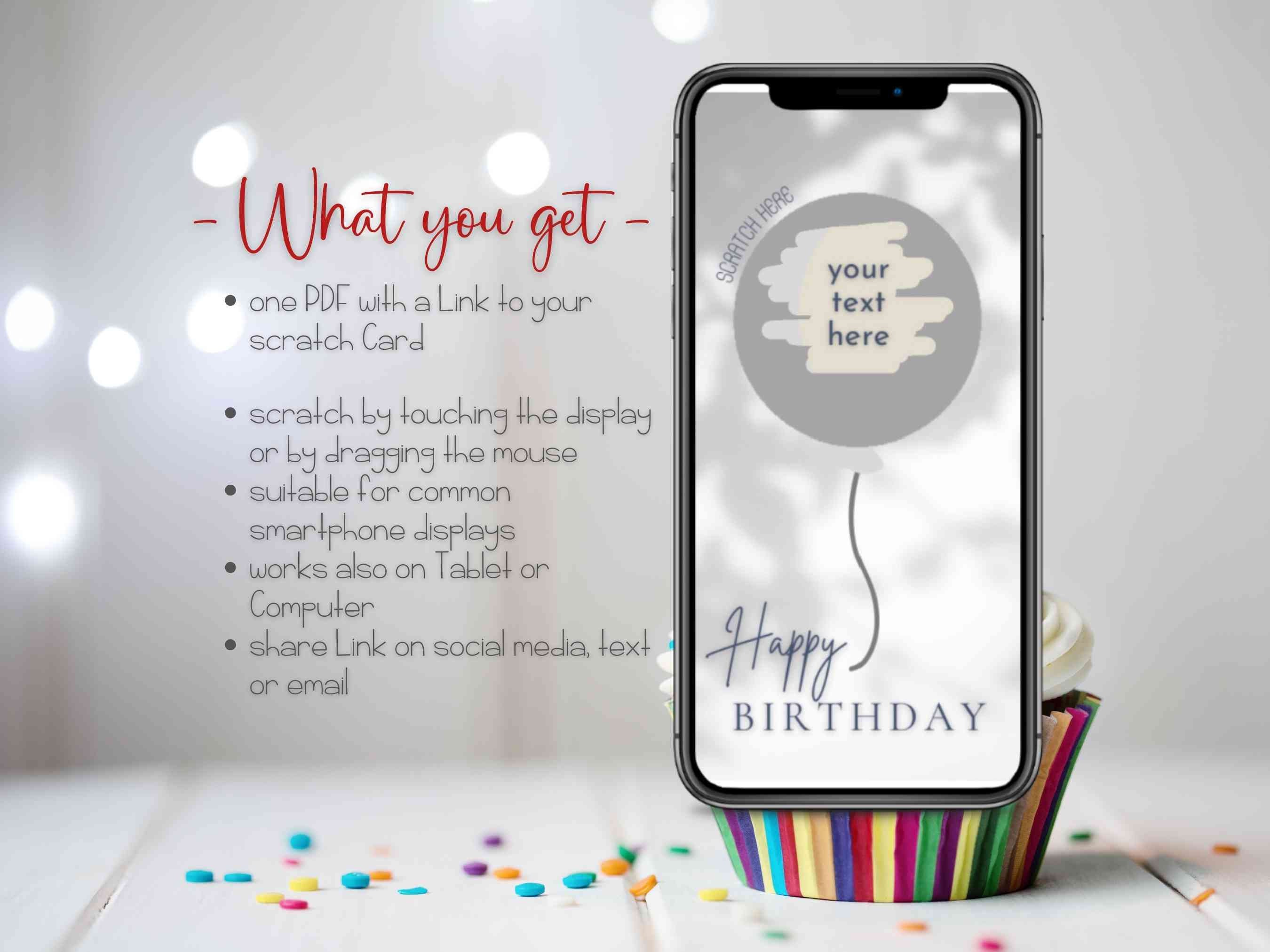 Ecard Digital Scratch off Card Birthday Customized Text, Surprise ...