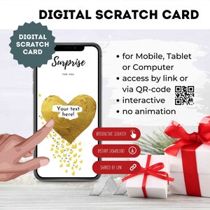 Ecard Digital Scratch off Card Surprise With Golden Heart, Announcement ...