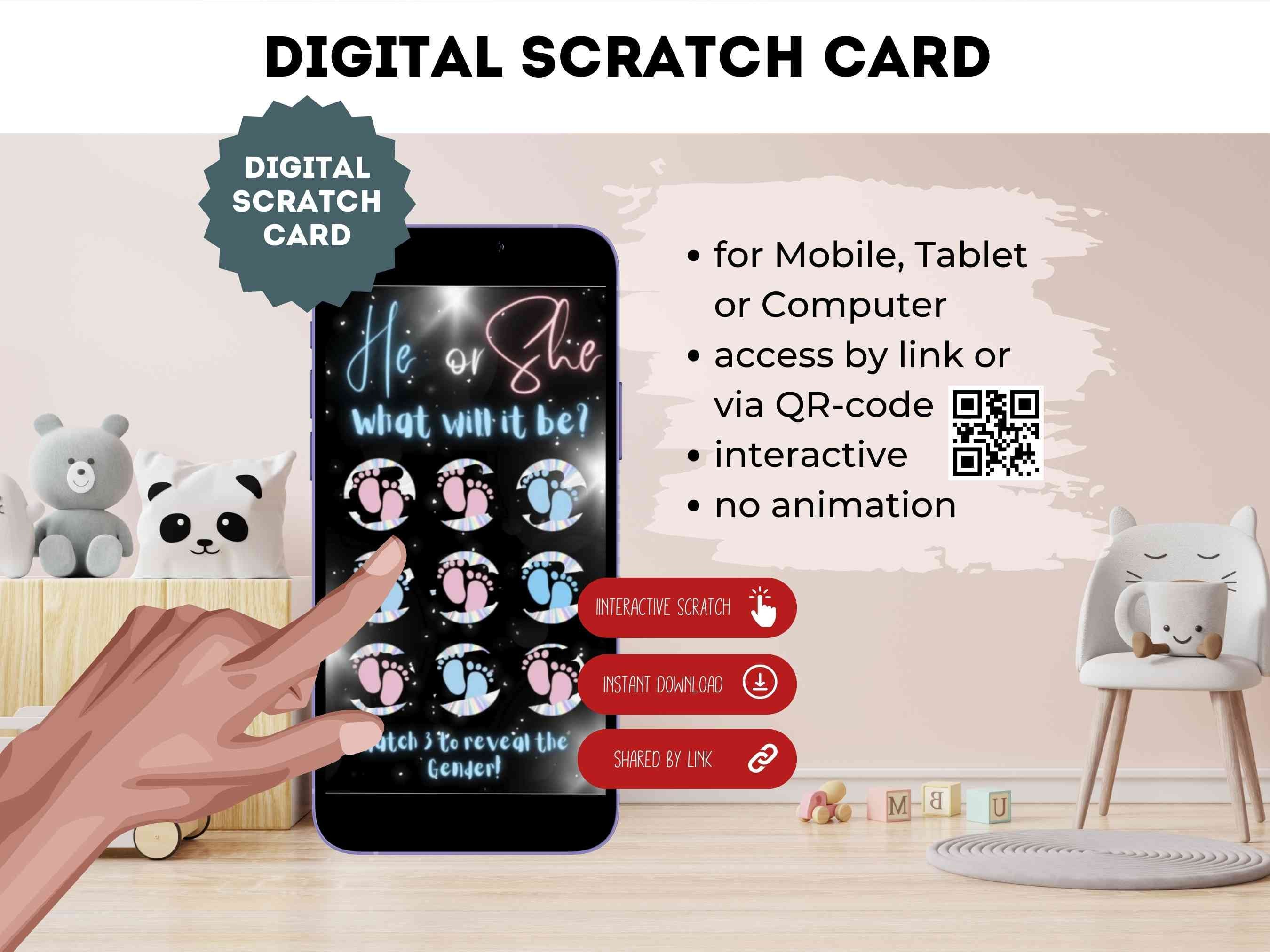 Boy or Girl - Digital Gender Reveal Scratch off Card as Scratch off ...