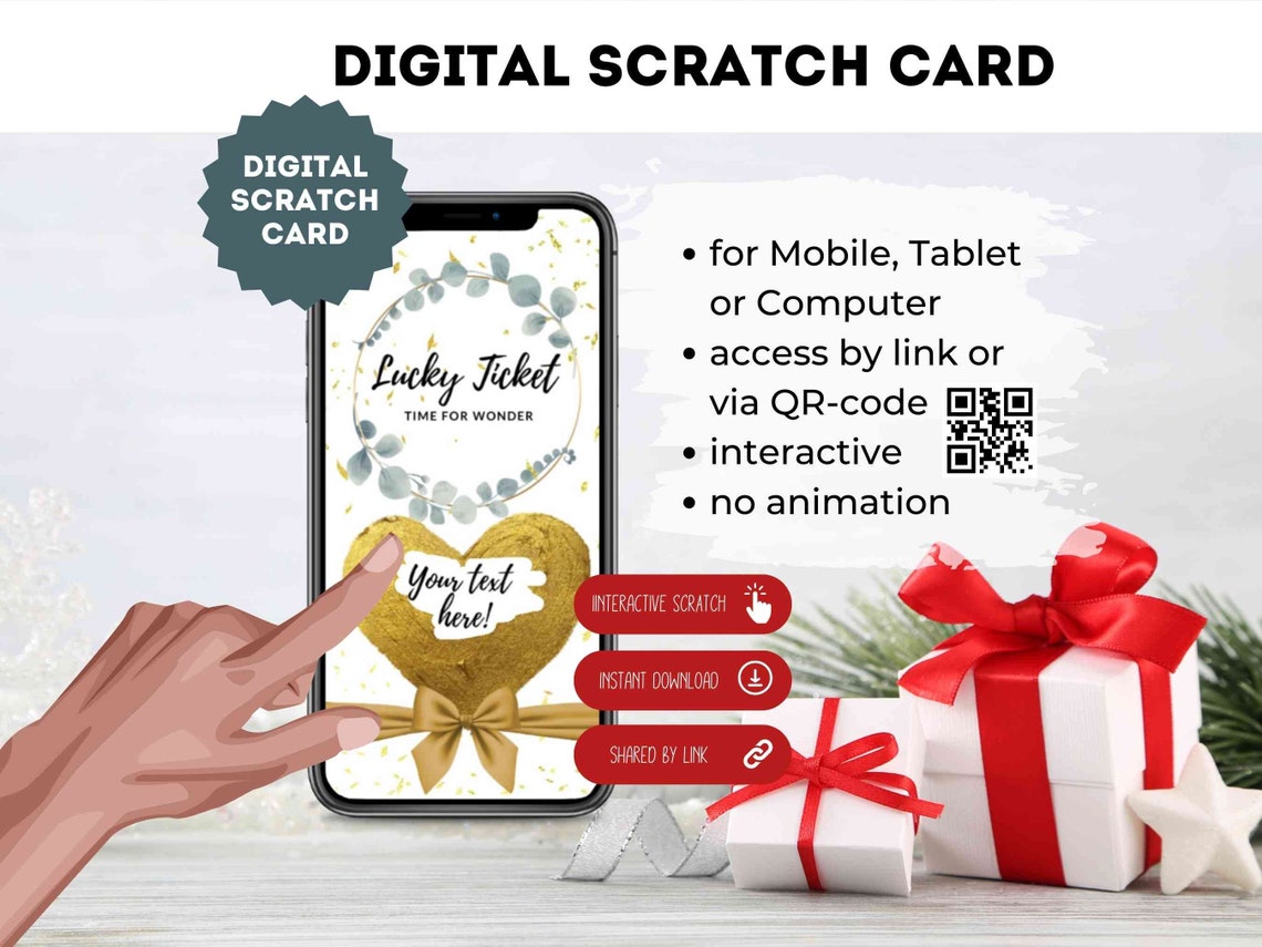 Ecard Digital Scratch off Card Lucky Ticket, Announcement With Custom ...