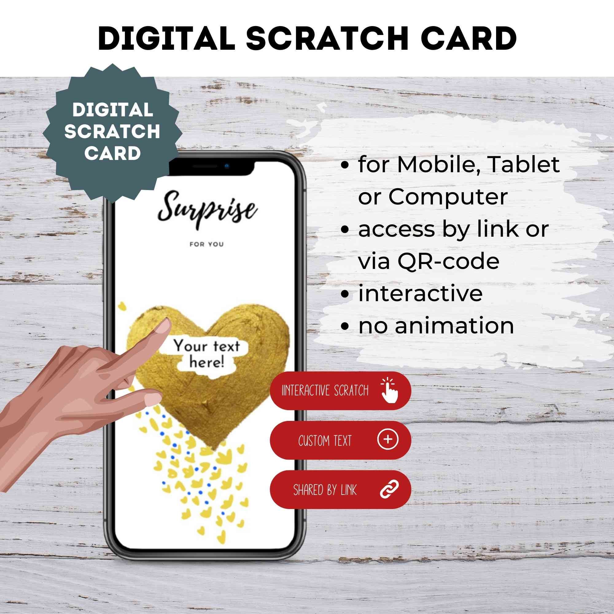 Ecard Digital Scratch off Card Surprise With Golden Heart, Announcement ...
