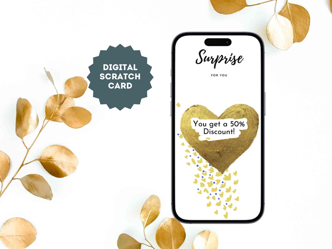 Ecard Digital Scratch off Card Surprise With Golden Heart, Announcement ...