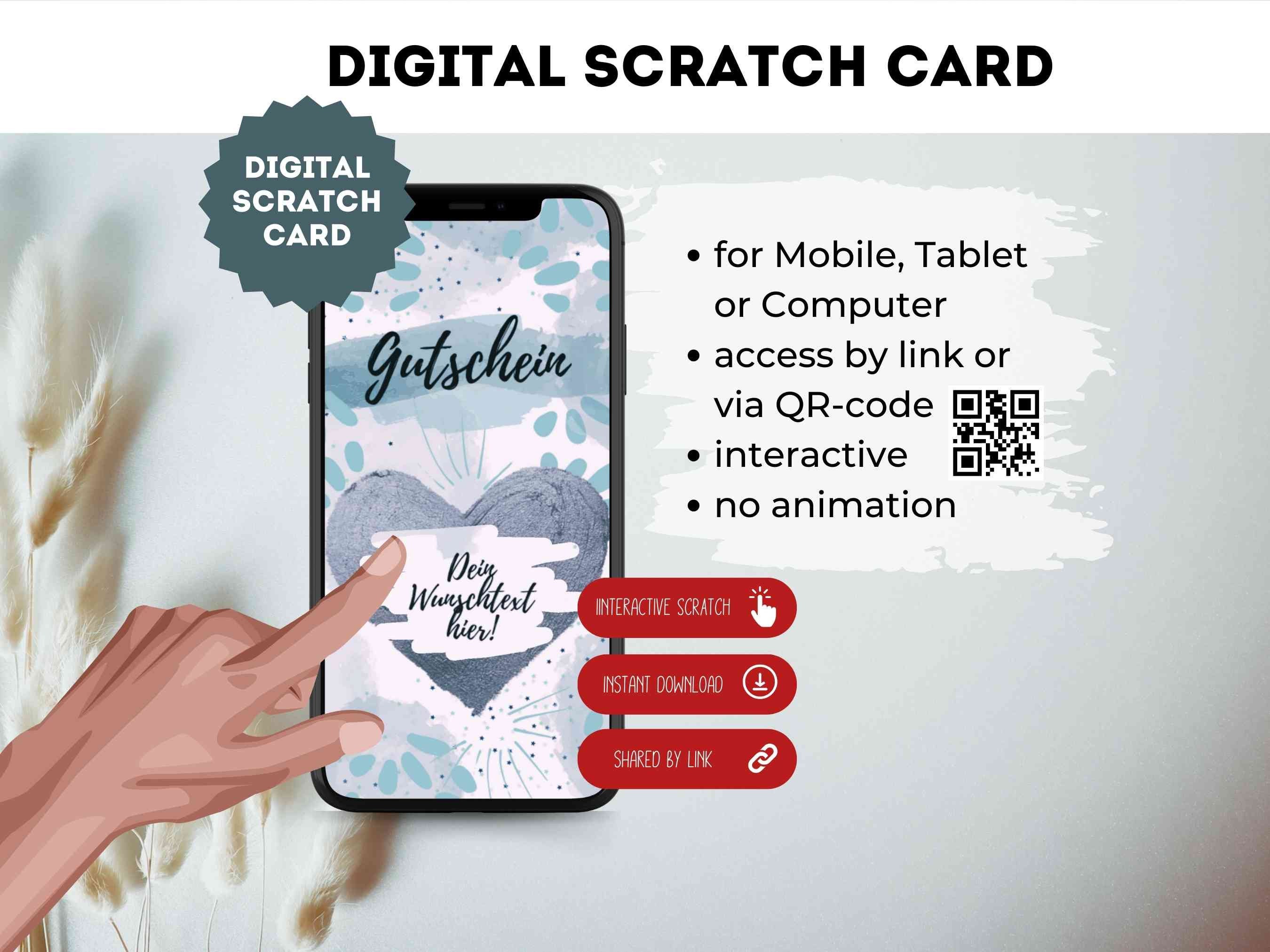 Ecard Digital Scratch off Card Voucher With Silver Heart, Announcement ...