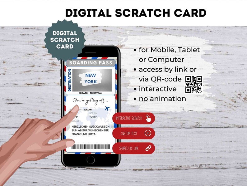 Eticket Digital Boarding Pass as Scratch Card With Custom Text as ...