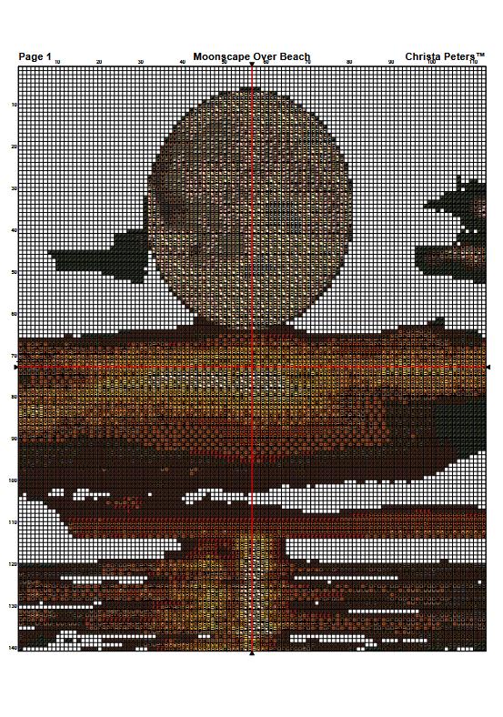 8x10" Moonscape Over Beach Cross Stitch Pattern | Digital Download - Etsy