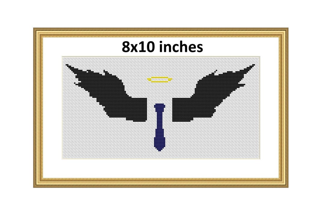 8x10" Castiel Wings and Tie Cross Stitch Pattern | Digital Download ...