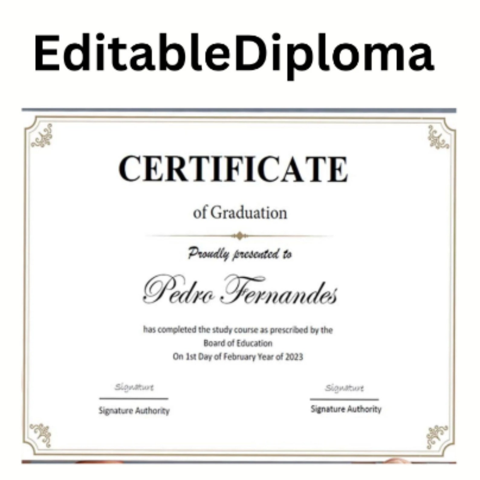 Editable Diploma Template Modern Design Diploma - Etsy