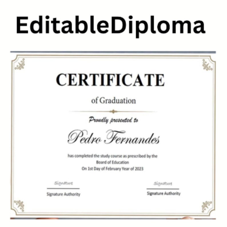 Editable Diploma Template Modern Design Diploma - Etsy