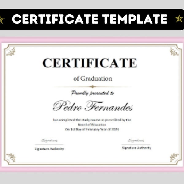 Graduation Certificate of Recognition Template - Etsy