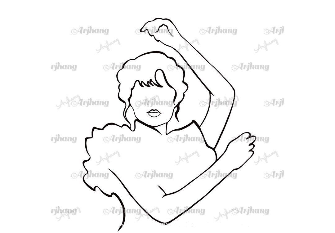 Wednesday Addams , Wednesday Addams Ironic Dance Move, Line Art ...