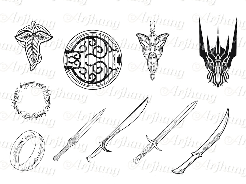 The Lord of the Rings Bundle , Frodo Baggins Pin, Hobbit , Rings of ...
