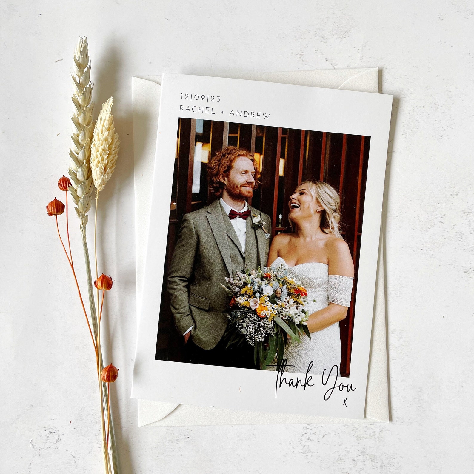 HERA Wedding Thank You Card With Photo Personalised Wedding - Etsy