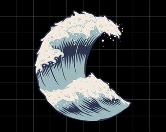 Japanese Waves Circle SVG PNG DXF Laser Machine Cut File Printable ...