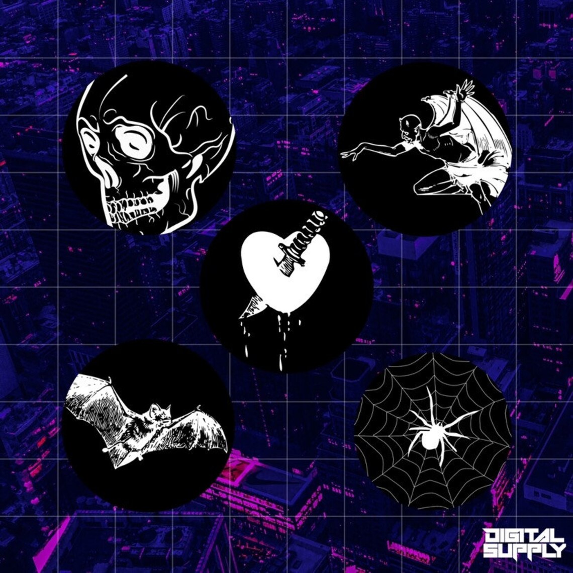 5 Goth Emo Punk Skull Heart Devil Bat Spider Web Instagram Highlight ...